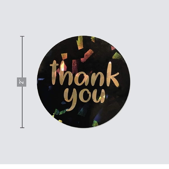 Office | 10 Thank You Stickers Black And Gold Holographic Metallic ...